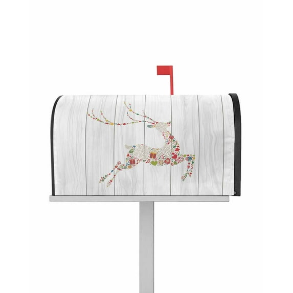 Christmas Elk Mailbox Cover, Winter Colorful Xmas Animal Silhouette ...