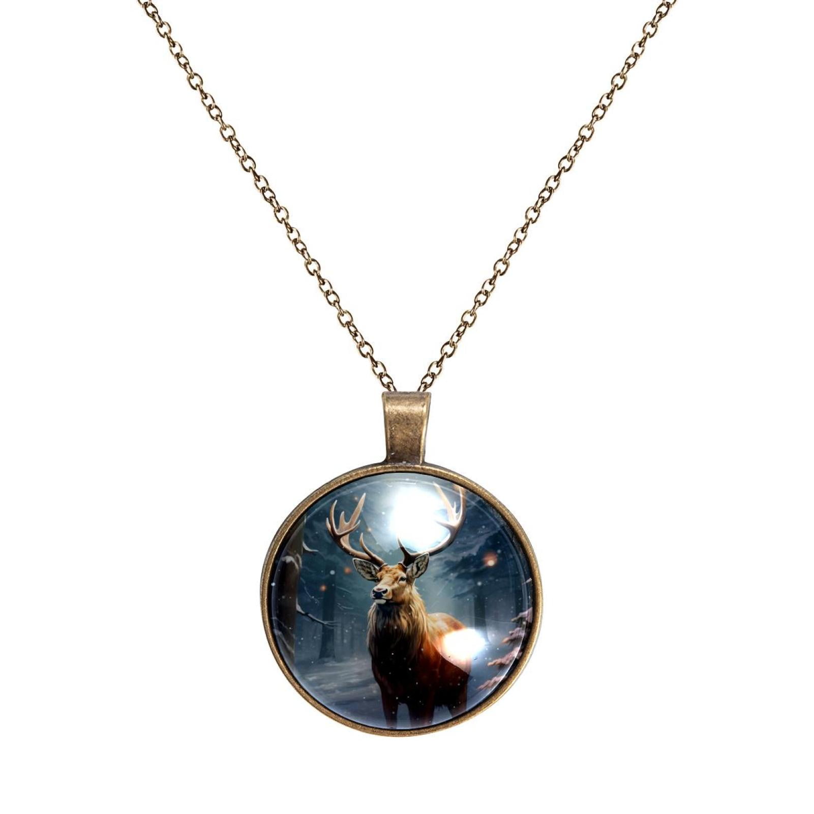 Christmas Elk Necklace Personalized Custom Photo Round Pendant ...