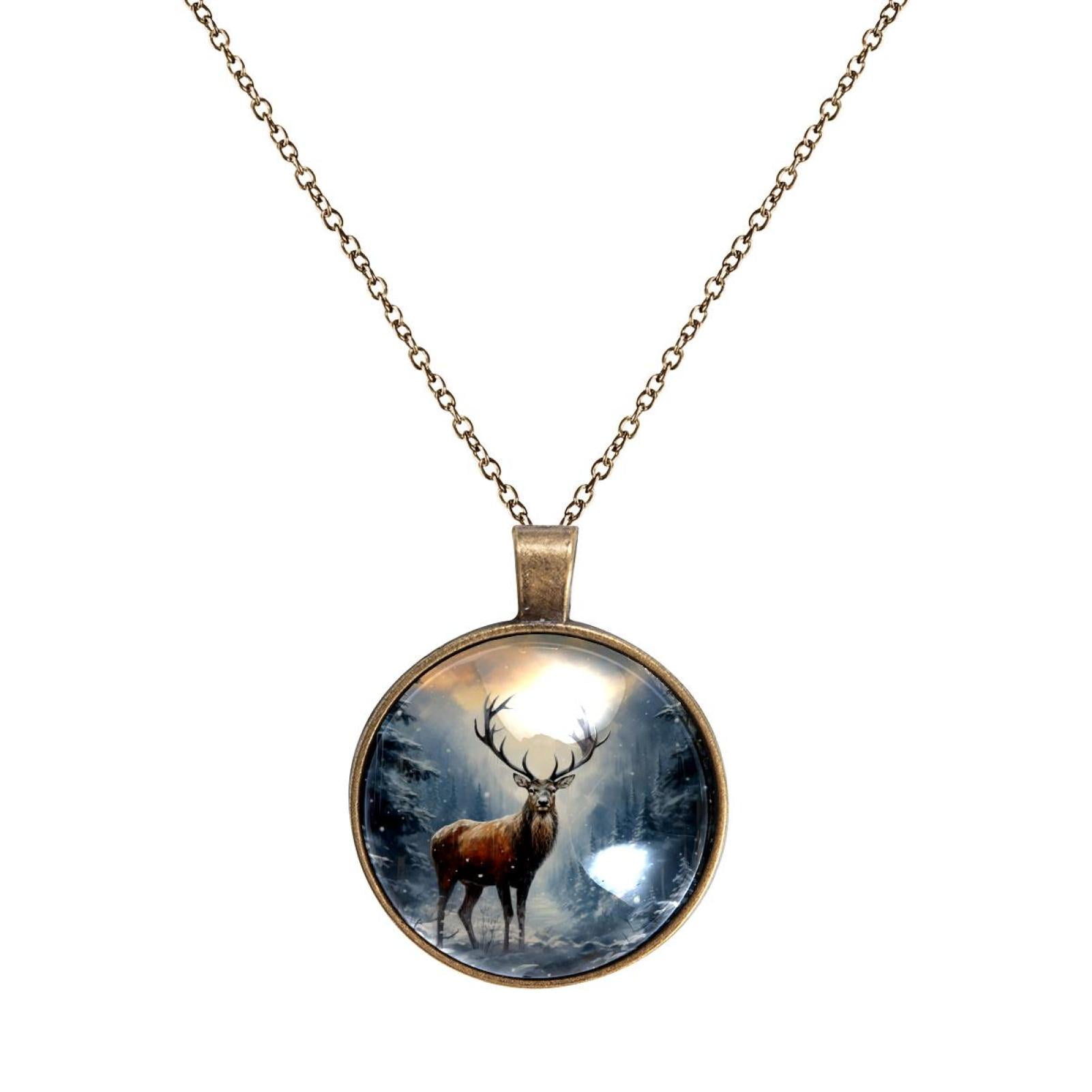 Christmas Elk Necklace Personalized Custom Photo Round Pendant ...