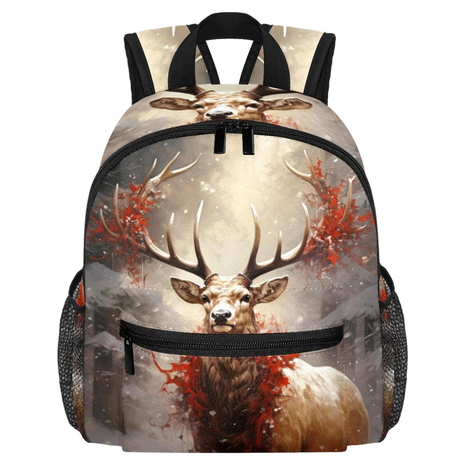 Christmas Elk Retro Airport Backpack Preppy Cute Mini Shoulder School ...