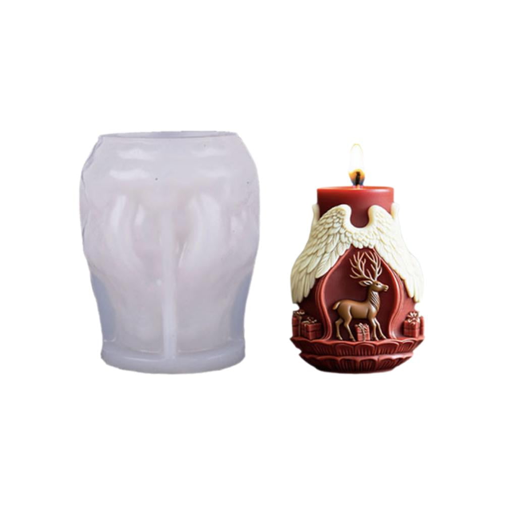 Christmas Elk Santa Claus Cylinder Candle Silicone Molds, Silicone ...