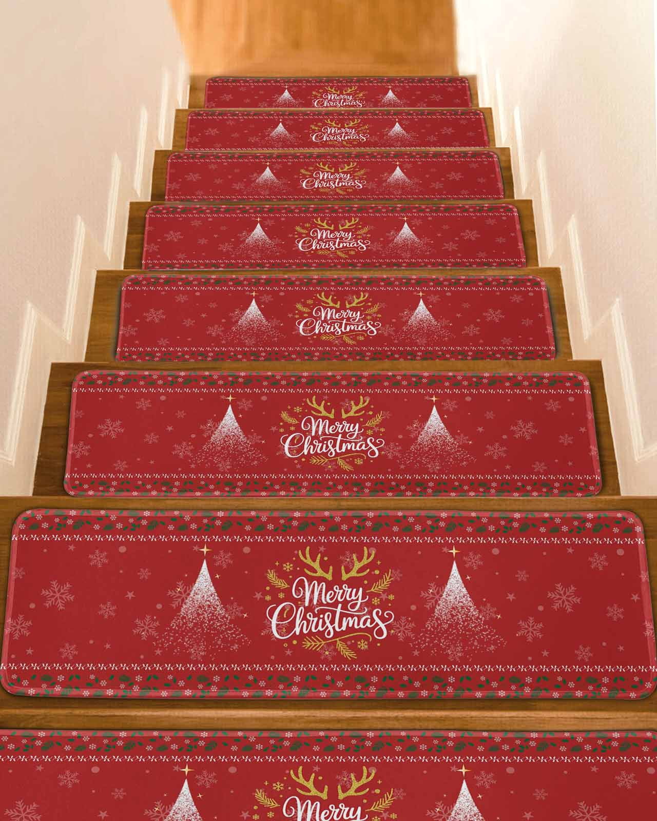 Christmas Elk Stair Treads for Wooden Steps Indoor Runner Rug Carpet ...