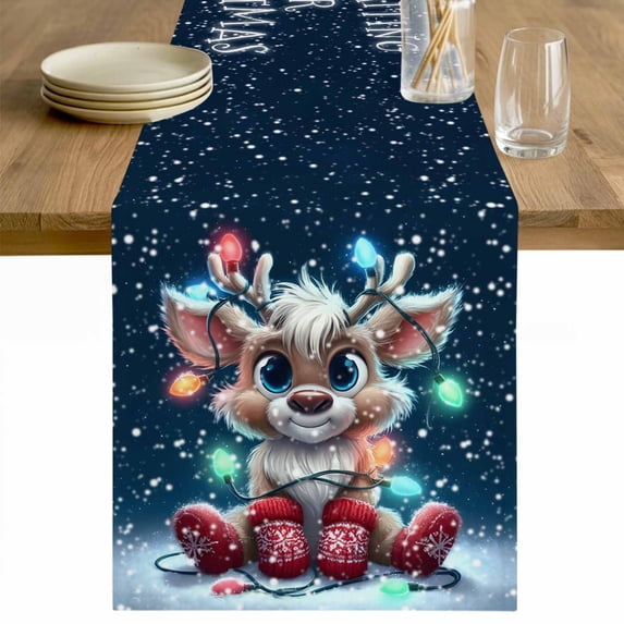 Christmas Elk Table Runner 36 Inches Long Farmhouse Dress Scarves ...