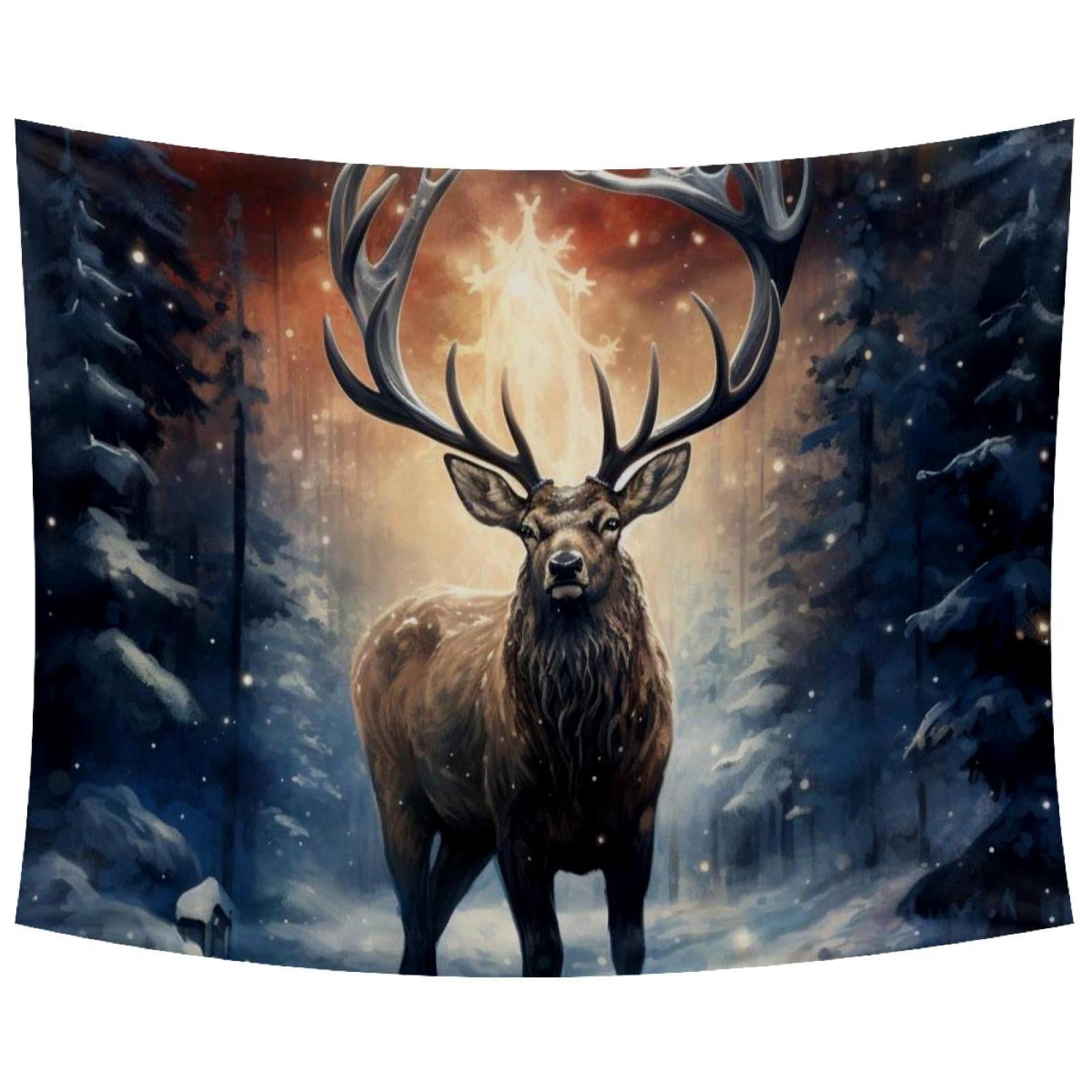 Christmas Elk Vintage N Tapestry Wall Hanging for Bedroom Home Decor ...