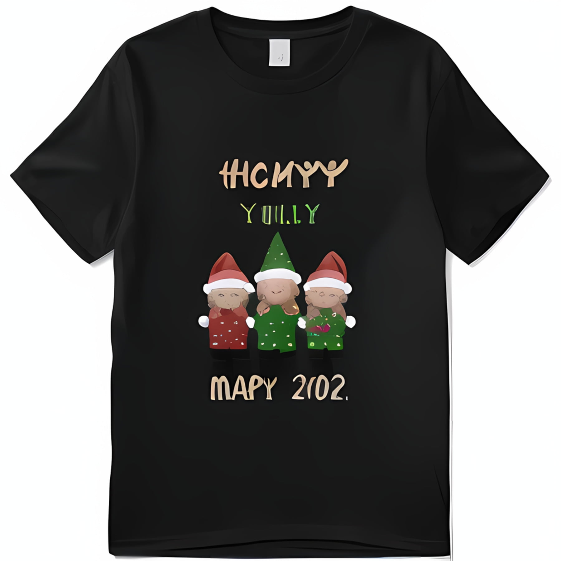 Christmas Elves Vector Graphic Black T-Shirt Style Design & Detailed ...