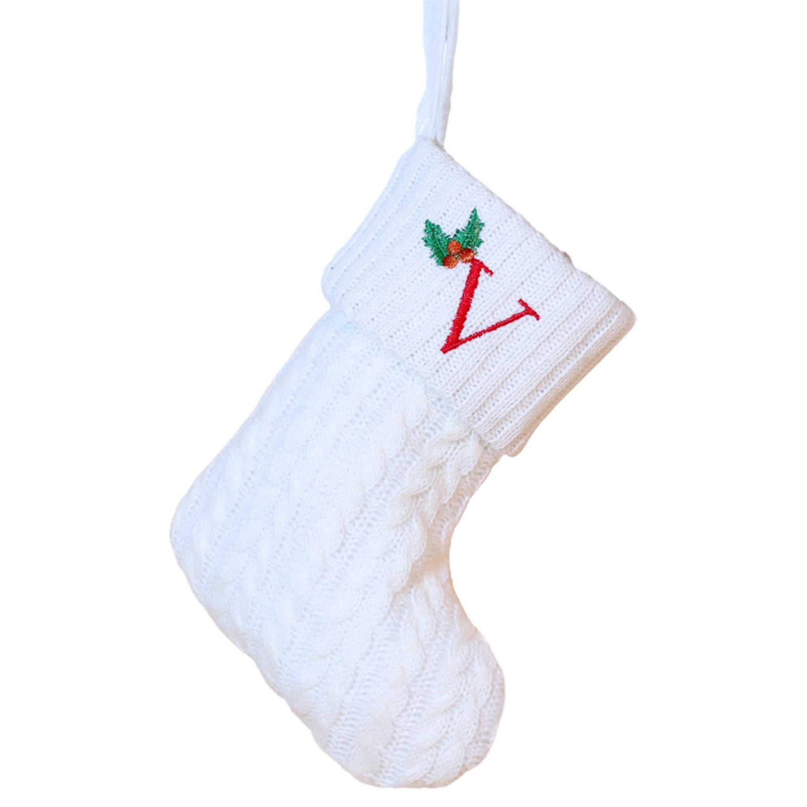 Christmas Embroidered Letter Stocking - Knit Christmas Stockings ...