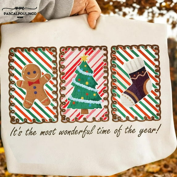 Christmas Embroidered Sweatshirt, Gingerbread Tree Stocking Shirt ...