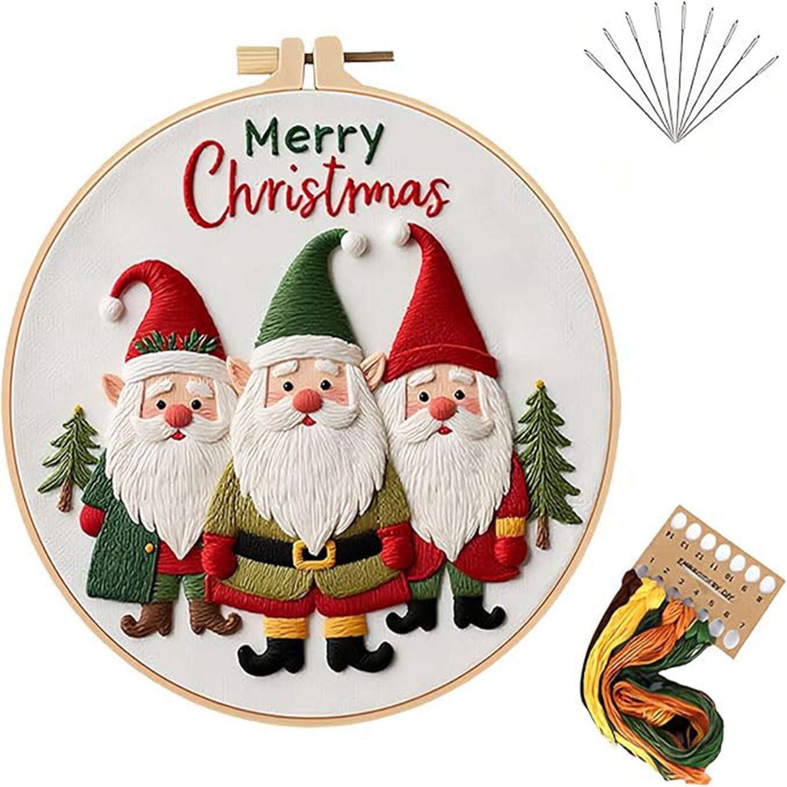 Christmas Embroidery DIY Kit for Beginners with European Floral Hanging ...