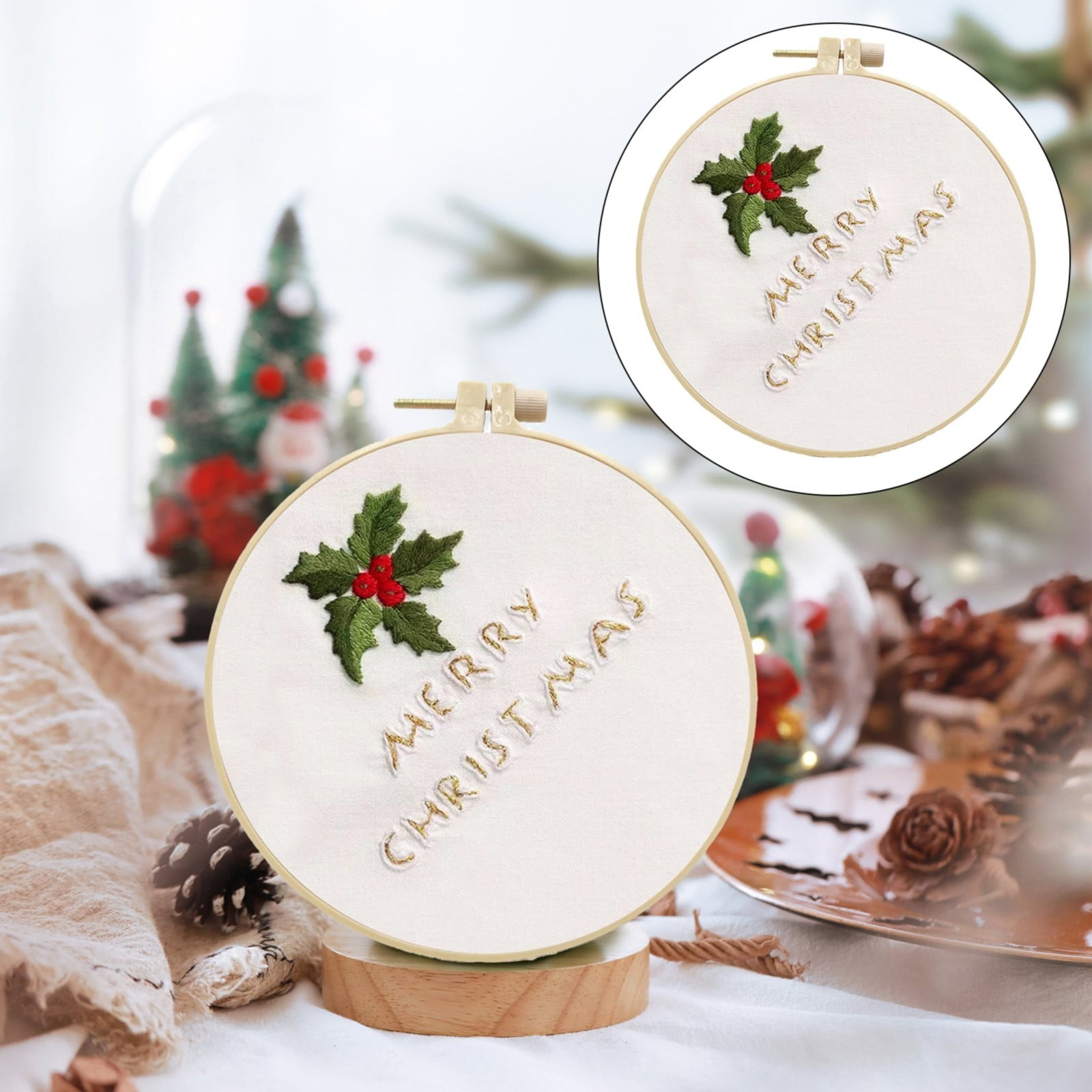 Christmas Embroidery Diy Material Pack With Small Green Leaves DIY ...