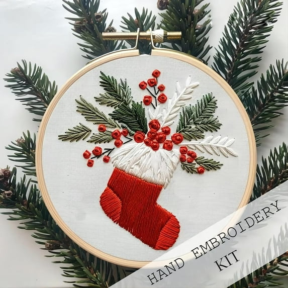 Christmas Embroidery Kit Featuring for Beginners - Complete DIY Adult ...