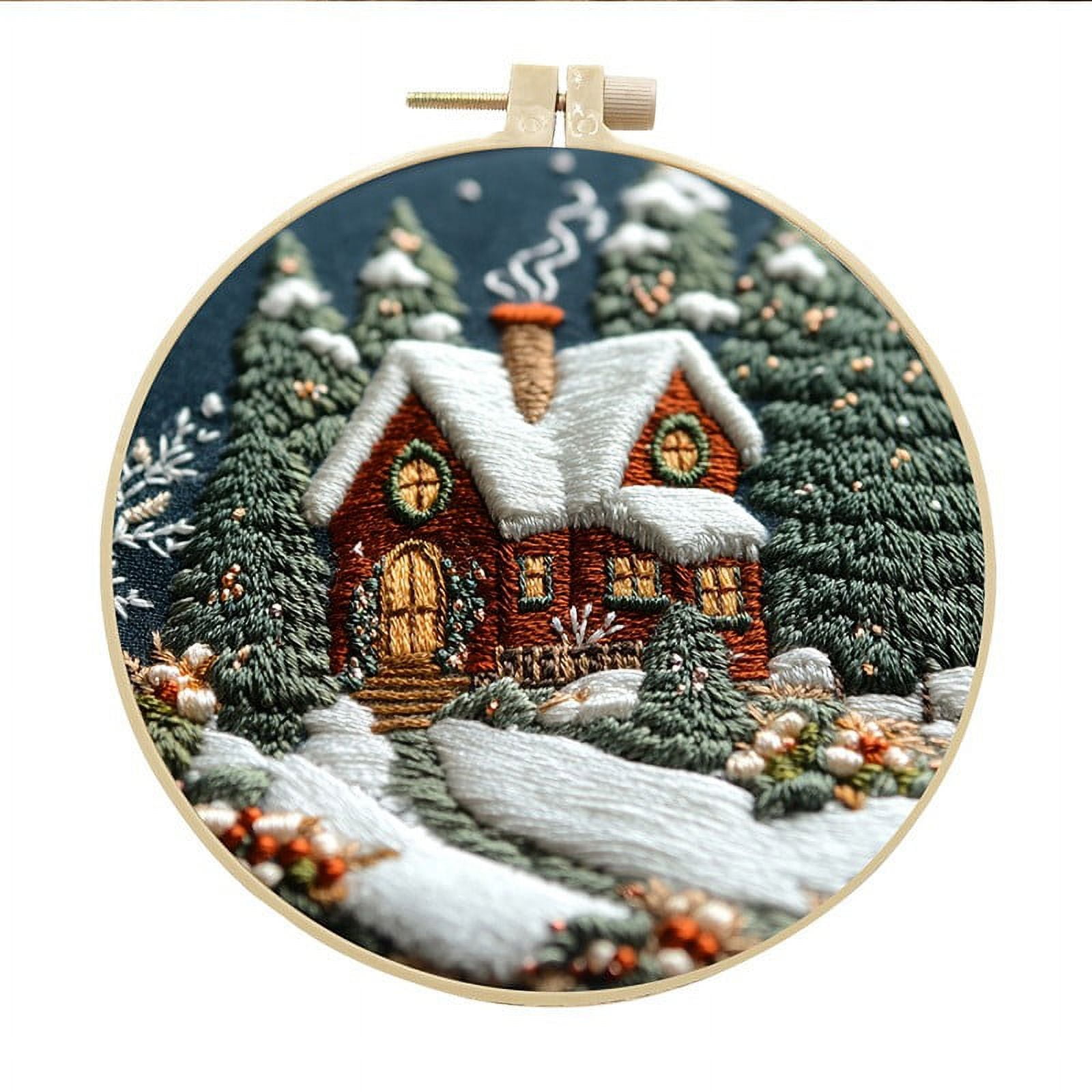 Christmas Embroidery Kit With Embroidery Hoop 2024 New Easy Embroidery ...