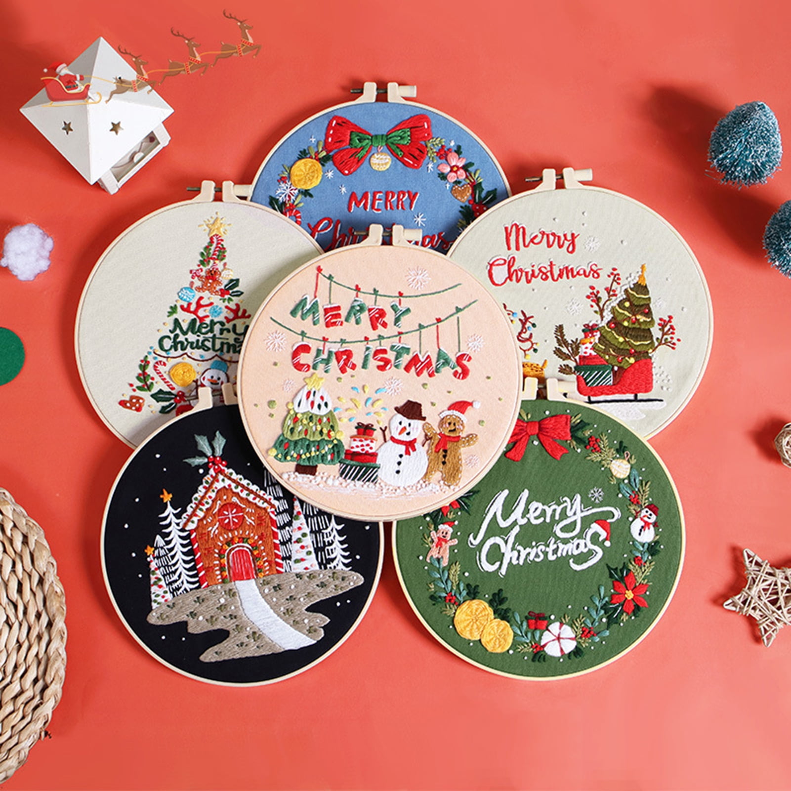 Christmas Embroidery Kit for Adults DIY Xmas Pattern Embroidery Set ...