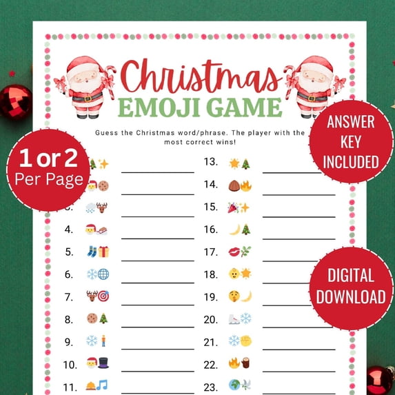 Christmas Emoji Game, Holiday Emoji Challenge, Fun Printable Activity ...
