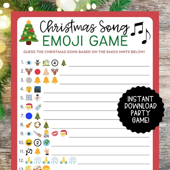 Christmas Emoji Pictionary, Christmas Songs, Christmas Printable Game ...