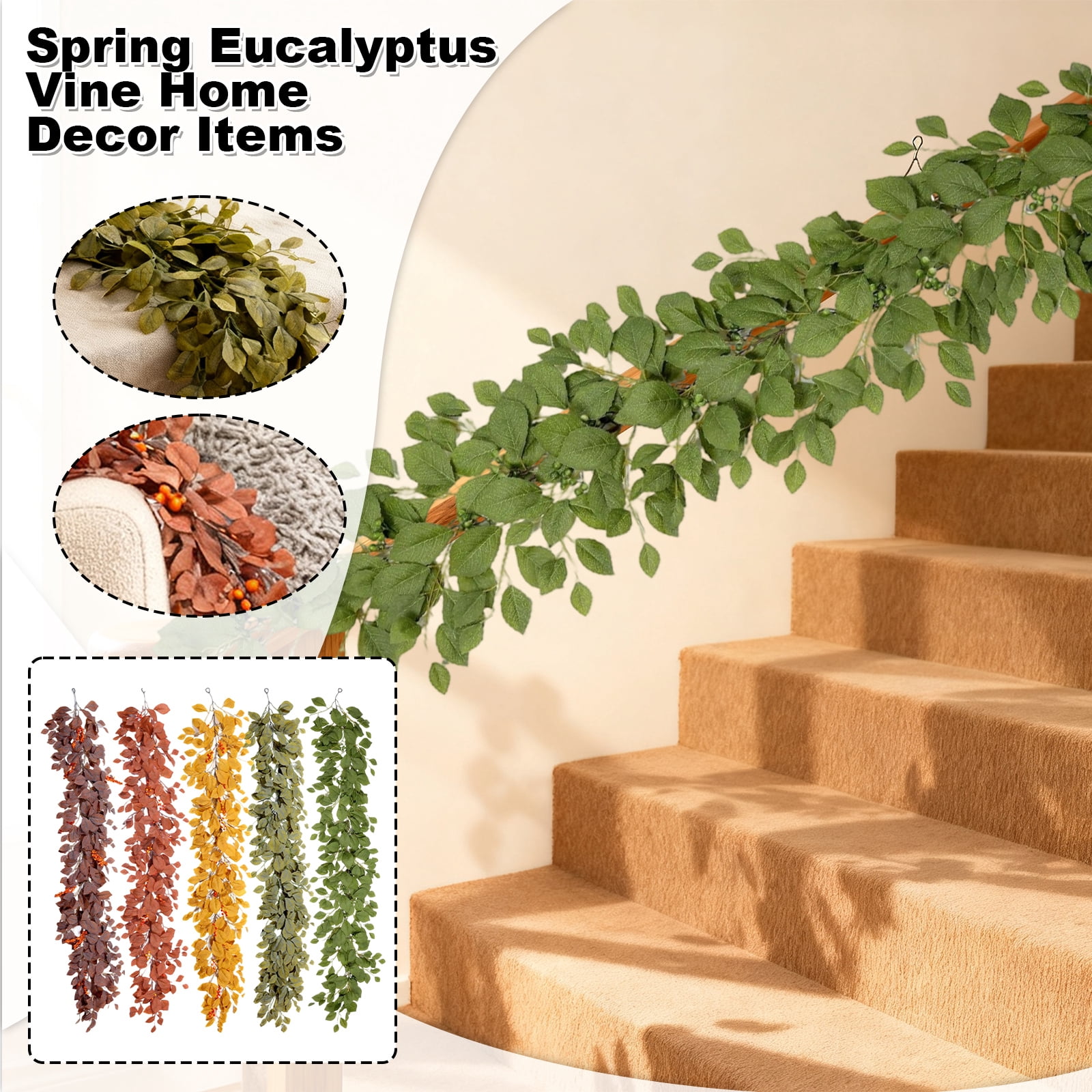 Christmas Eucalyptus Ivy Garland - 6.5FT Realistic Greenery Vine with ...