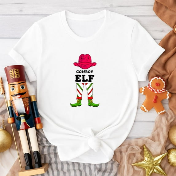 Christmas Eve Elf Matching Cowboy Western Party Fun Unisex T-Shirt, up ...