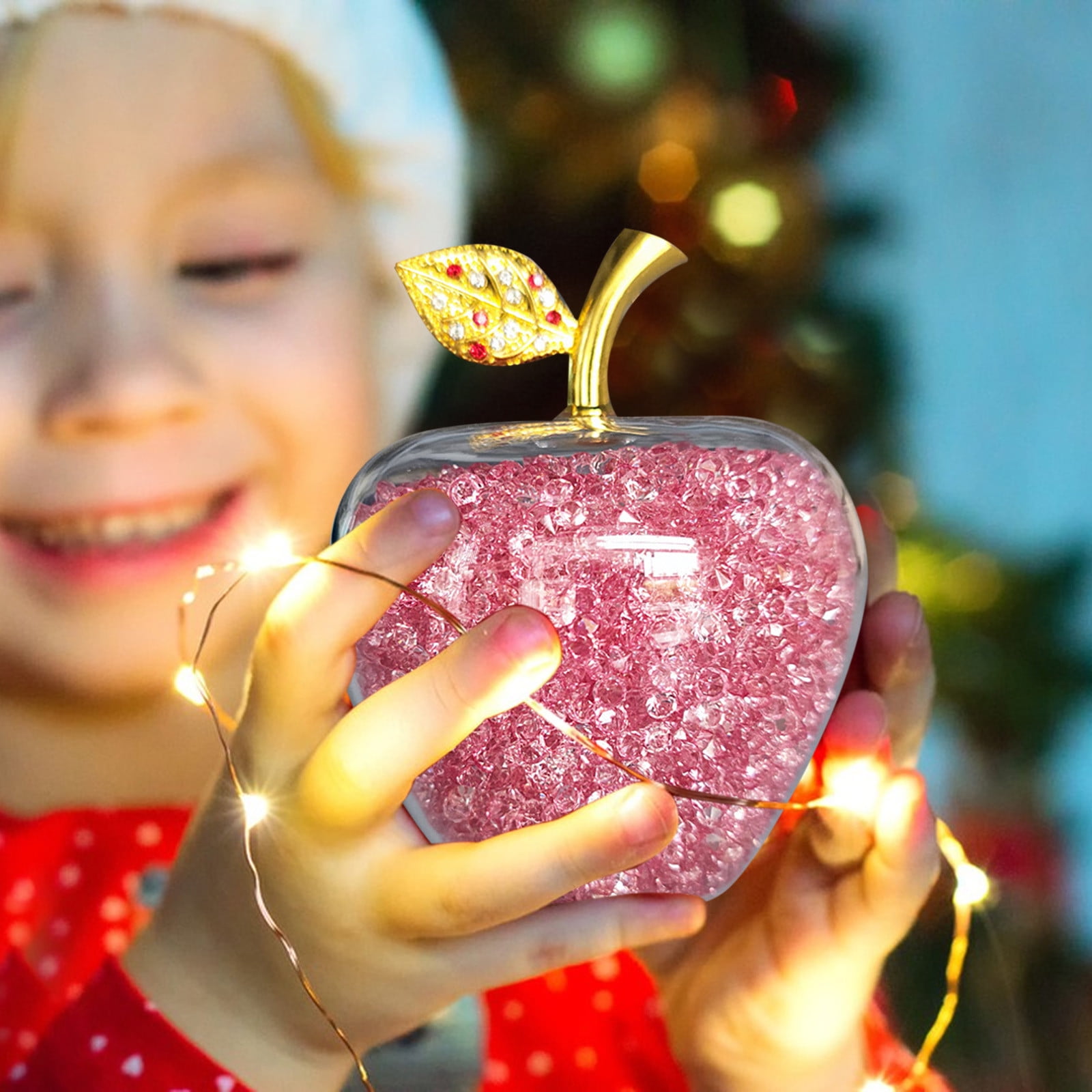 Christmas Eve Glass Red Apple Figurine Crystal Fruits Collectibles ...