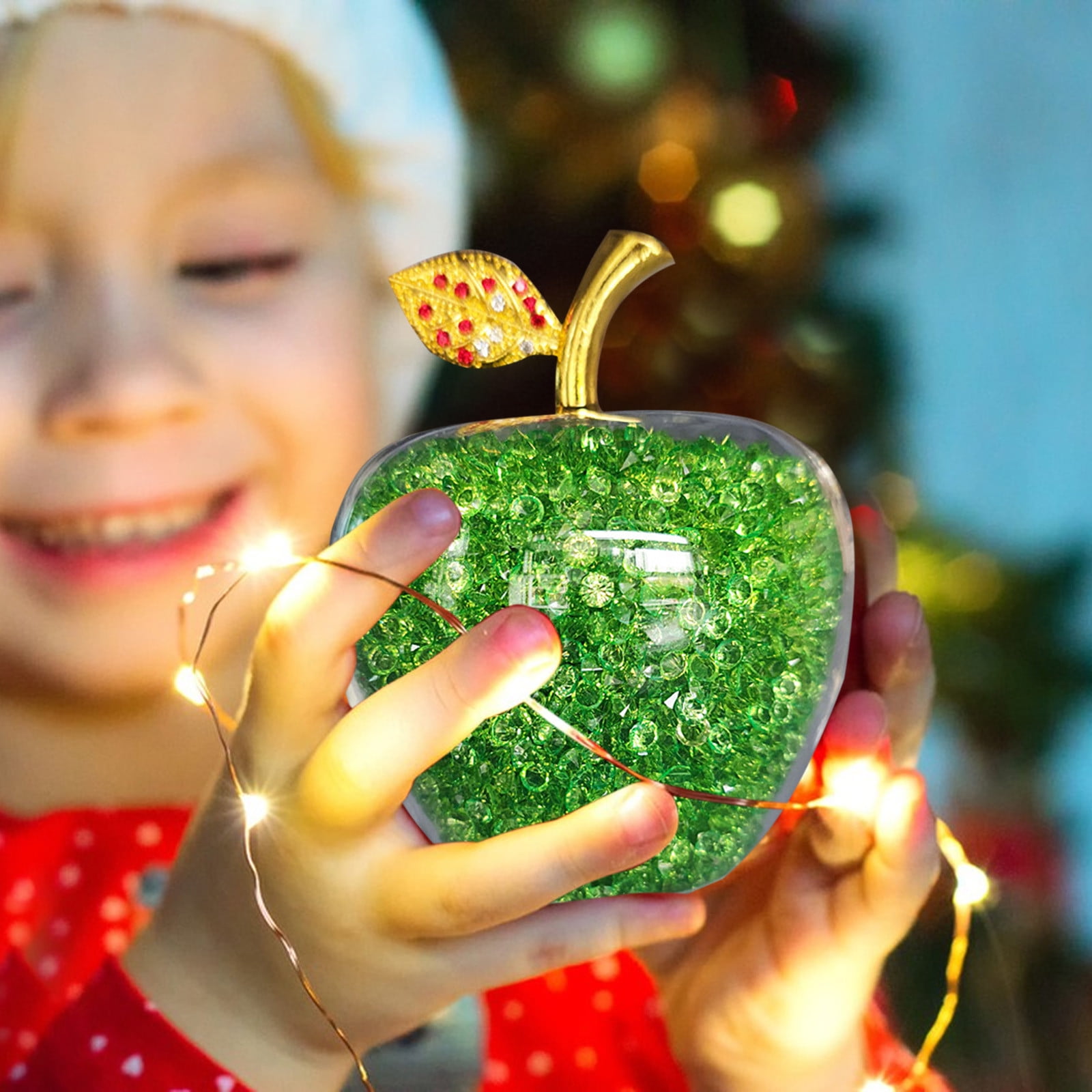 Christmas Eve Glass Red Apple Figurine Crystal Fruits Collectibles ...