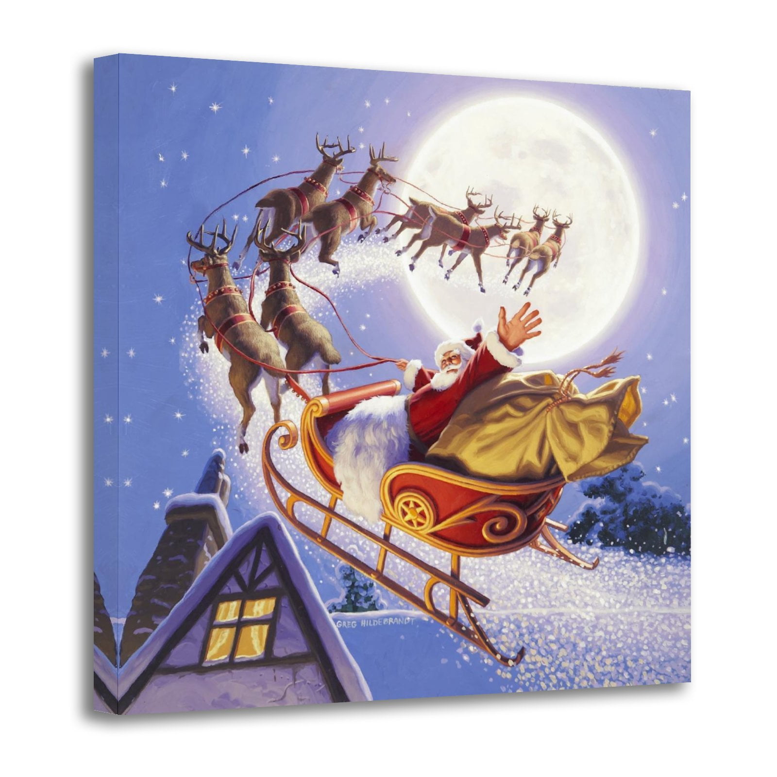 Christmas Eve Santa Claus Posters Wall Art Painting Canvas Gift Living ...