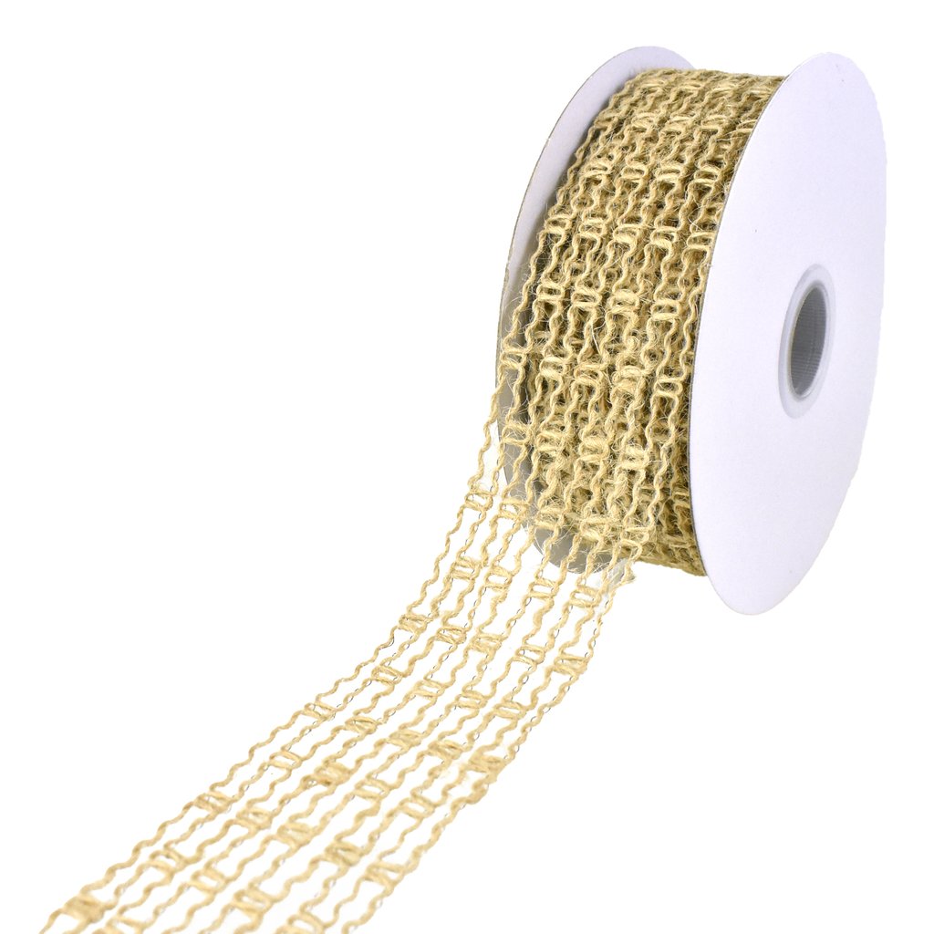 Christmas Expandable Natural Jute Wired Ribbon, 1-1/2-Inch, 10-Yard ...