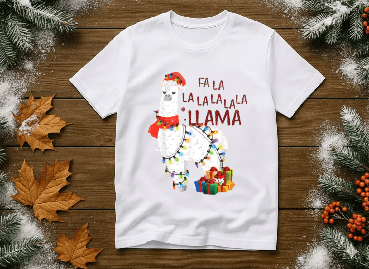 Christmas Fa Llama Fun Cute Festive Winter Holiday Llama Graphic Unisex ...