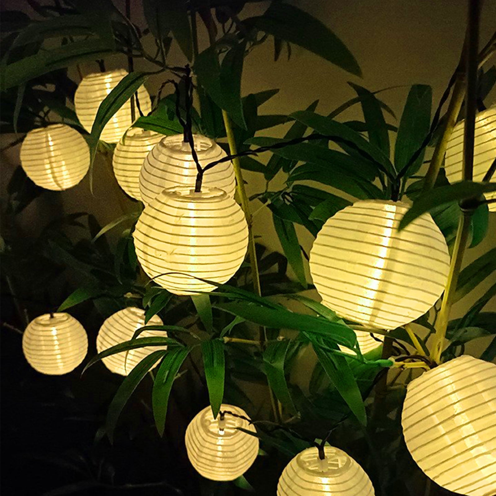 Christmas Fabric Lantern String Lights - Festive Hanging Decorations ...