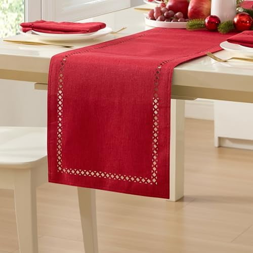 Christmas Fabric Table Runner, 70 Inch, Holiday Provence Lattice ...