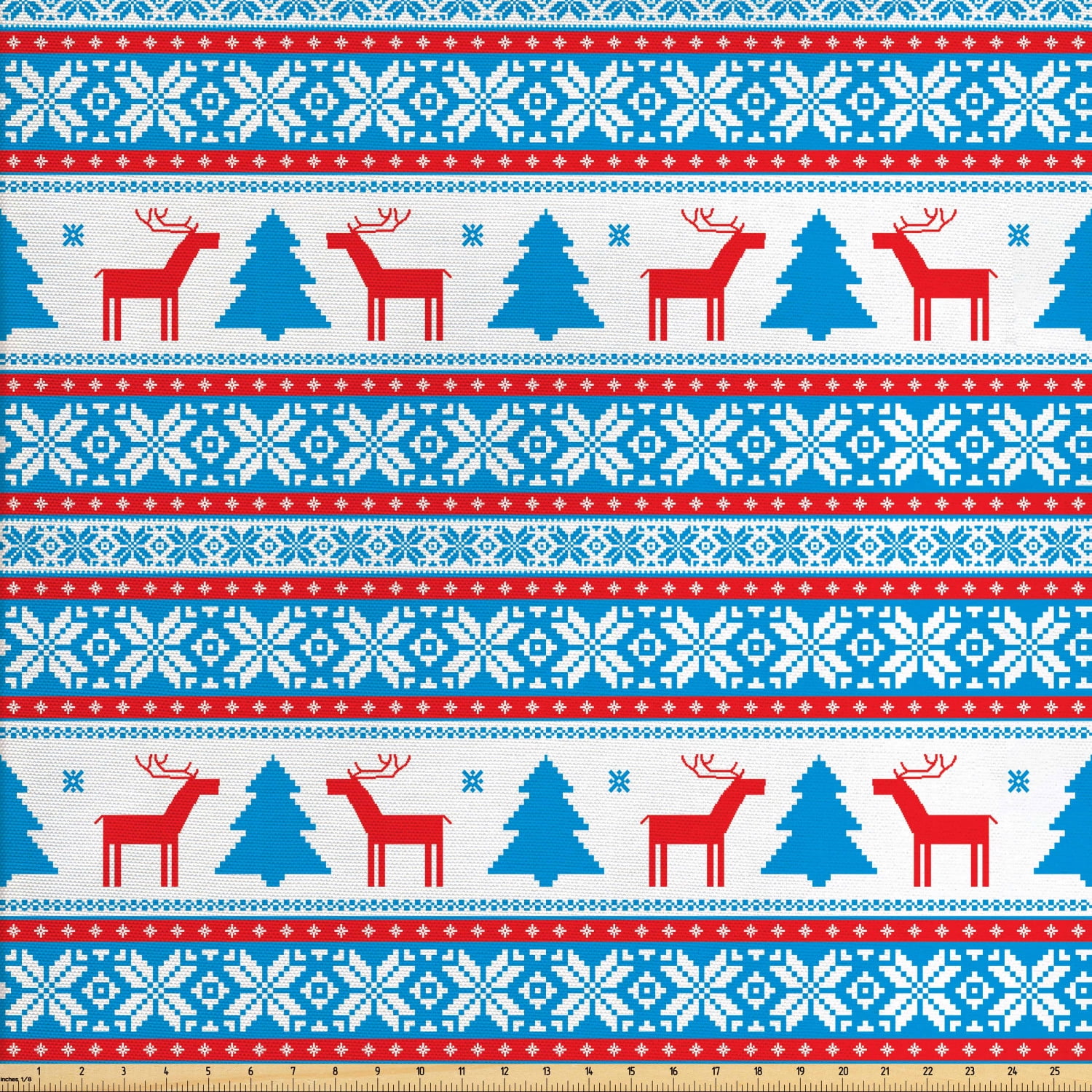 Ambesonne Christmas Fabric by the Yard Upholstery, Folk Knit Style Art ...