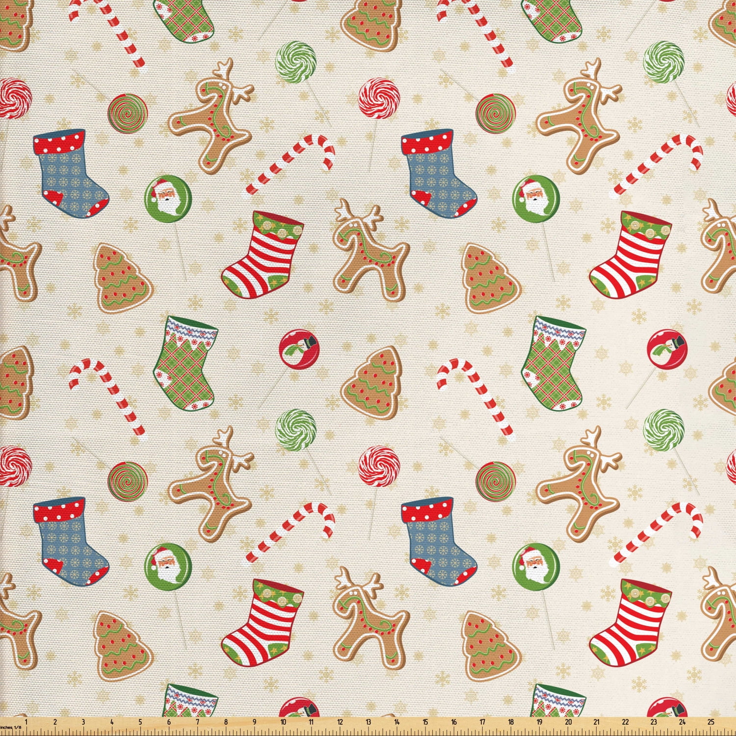 Ambesonne Christmas Fabric by the Yard Upholstery, Traditional Sweets ...