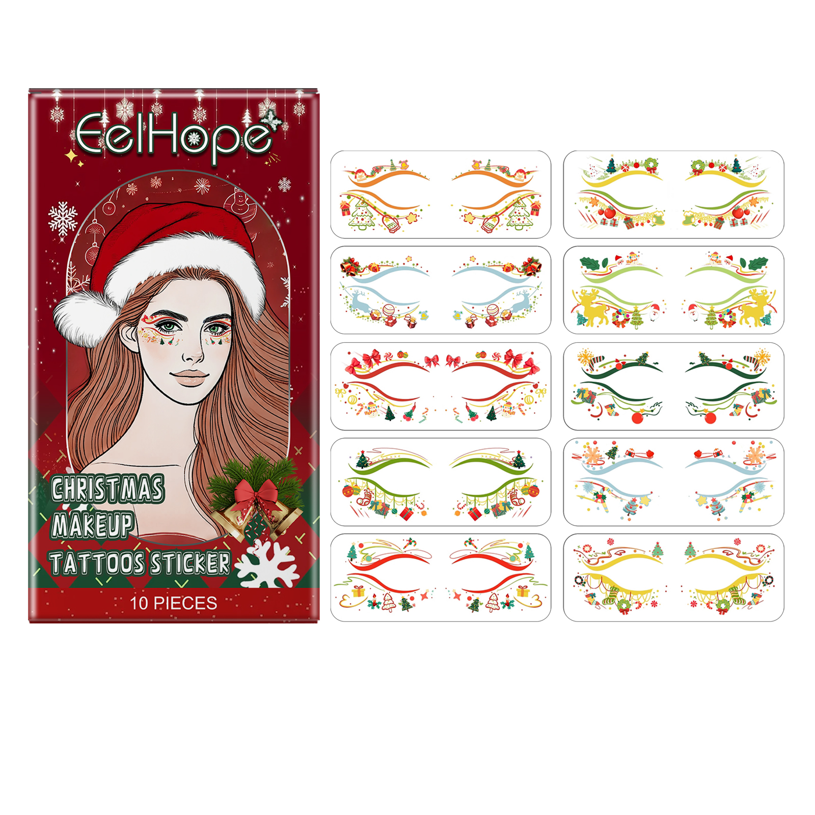 Christmas Face Stickers, Christmas Face Tattoo Stickers Show Christmas ...