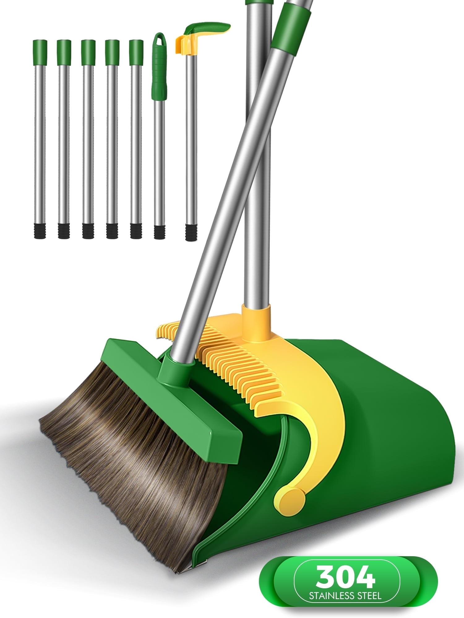 BIMZUC Broom and Dustpan Set for Home, Extendable to 50'' Long Handle ...