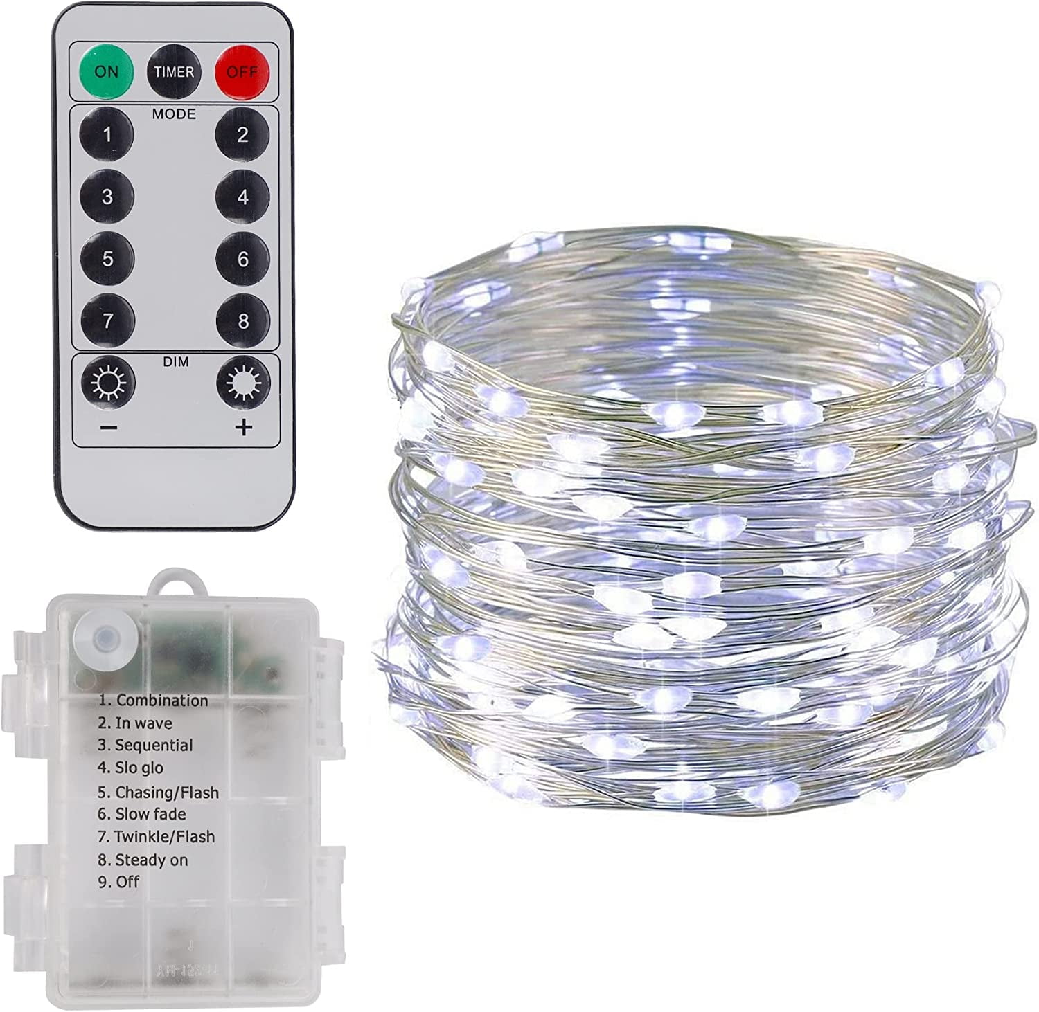 Christmas Fairy Lights Battery Operated, 33ft 100 LED Waterproof Wire ...