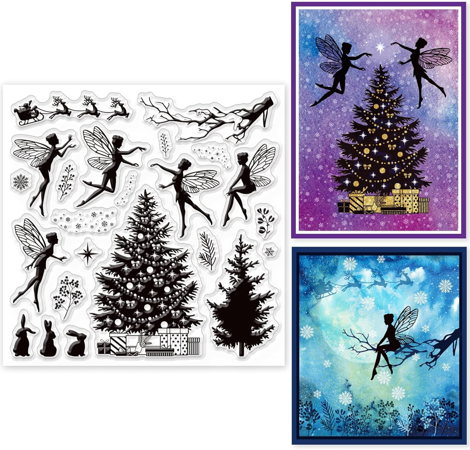 Christmas Fairy Winter Transparent Clear Stamps Christmas Tree ...