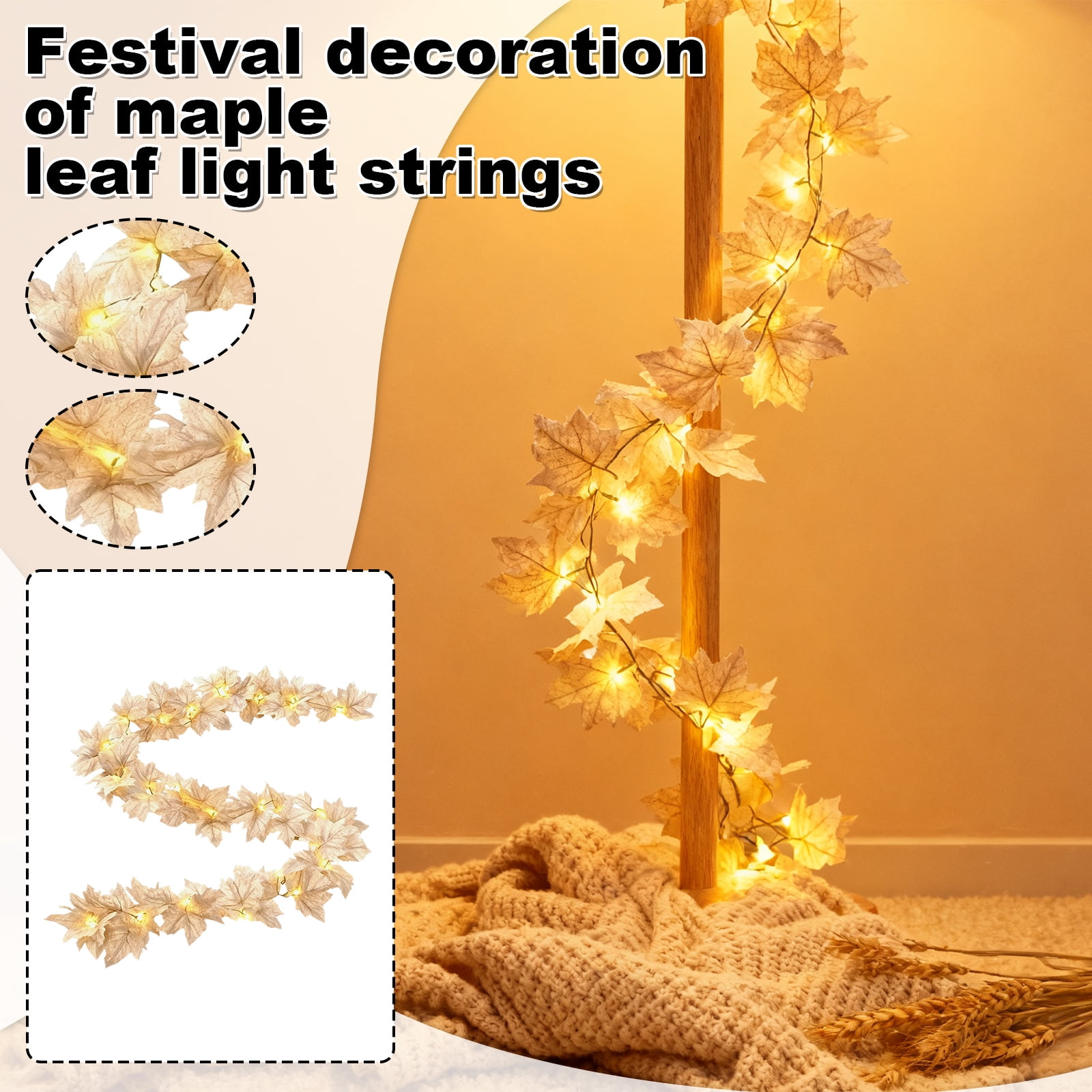 Christmas Fake Flowers, 6-meter Maple Leaf LED String Lights ...