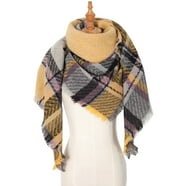 Women's Fall Winter Scarf Classic Tassel Plaid Tartan Scarf Warm Soft Chunky Large Blanket Wrap ...