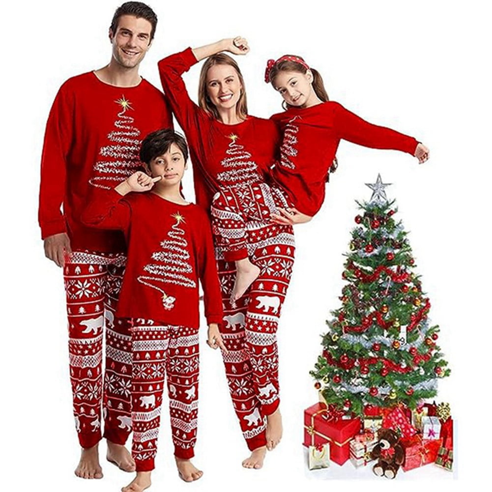 Christmas Family Machting Pajama Set Cartton Christmas Tree Pattern ...