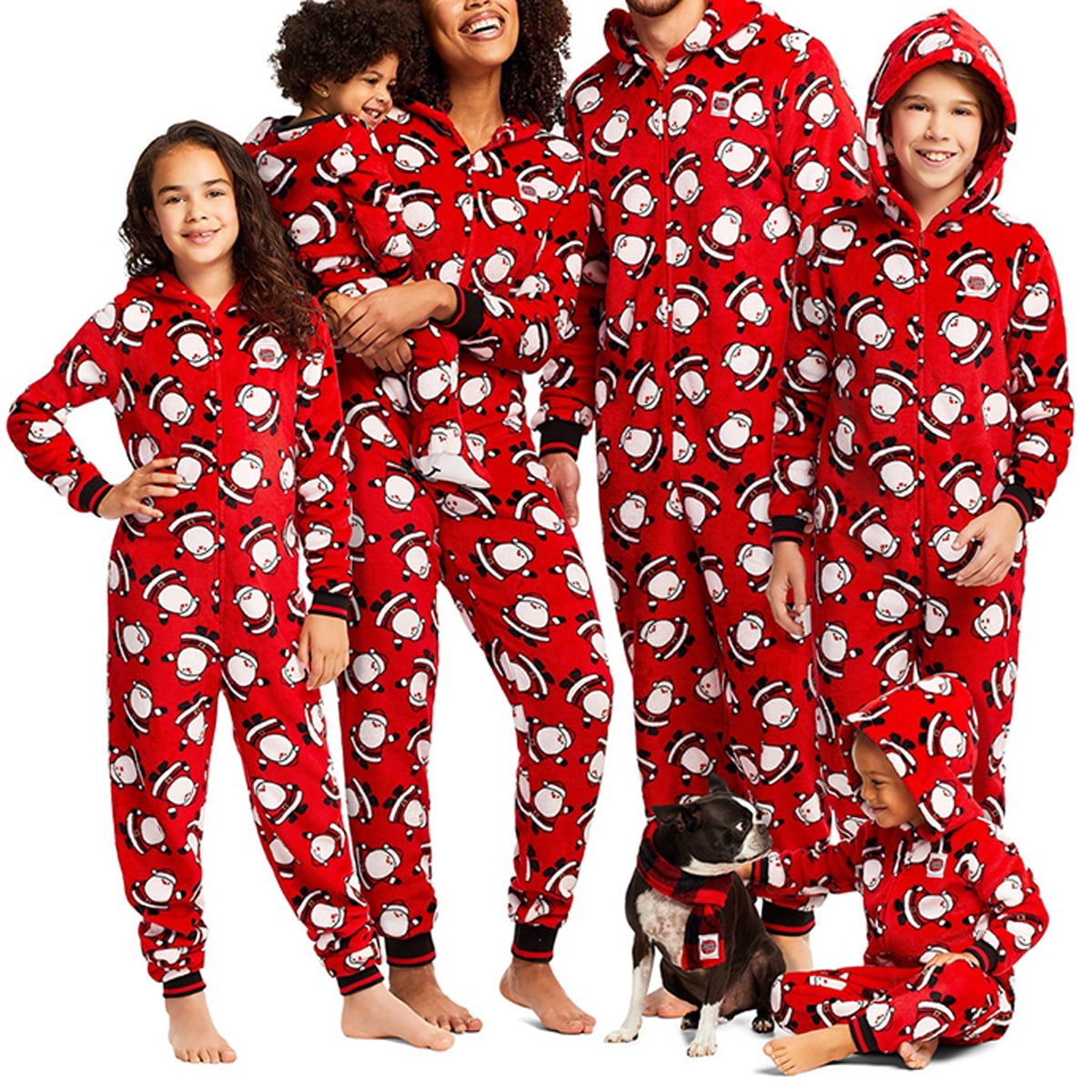 Christmas Family Matching Hoodie Pajamas Santa Claus Jumpsuit Girls ...