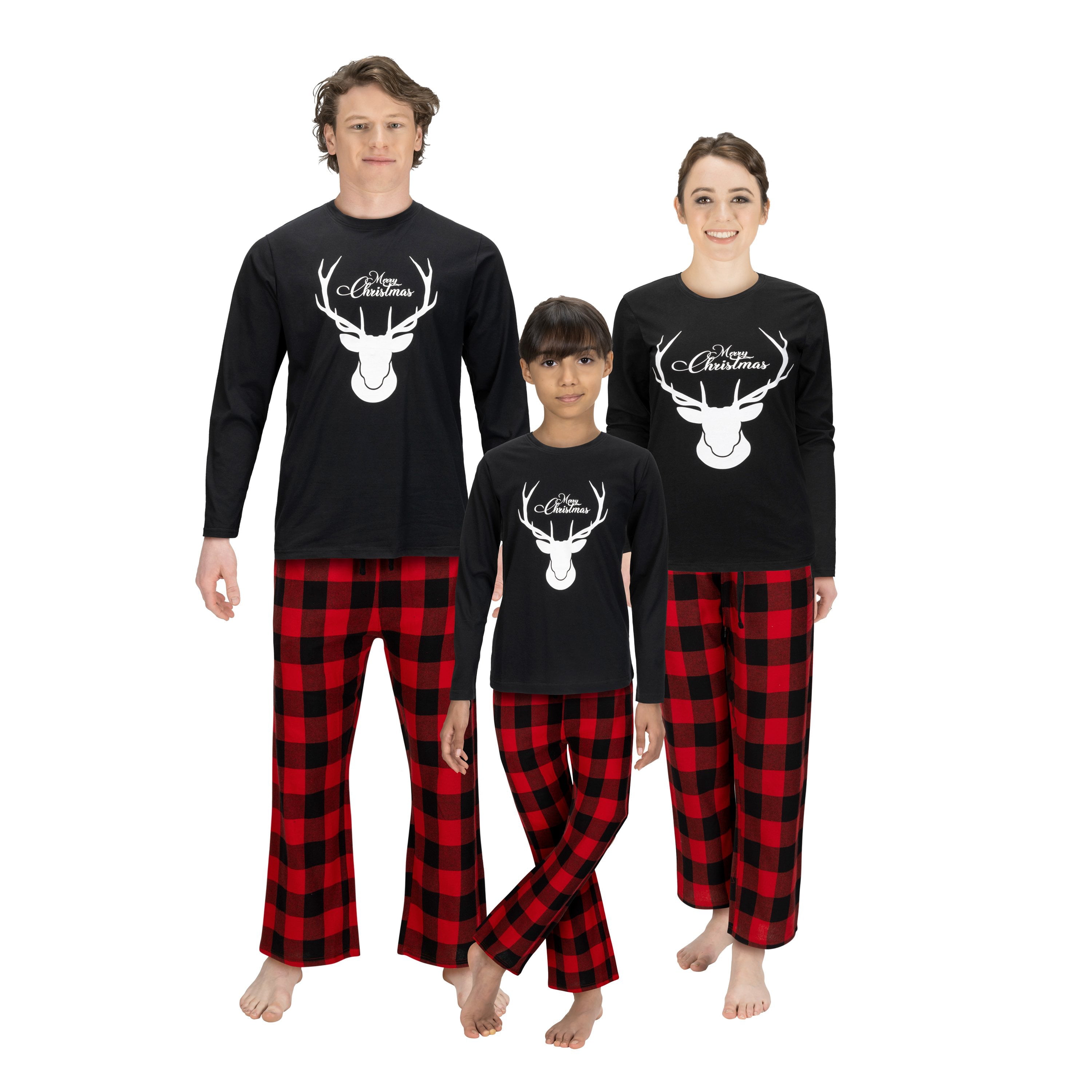 Walmart Christmas Matching Family Pajama Set, Women's L, Black Deer ...