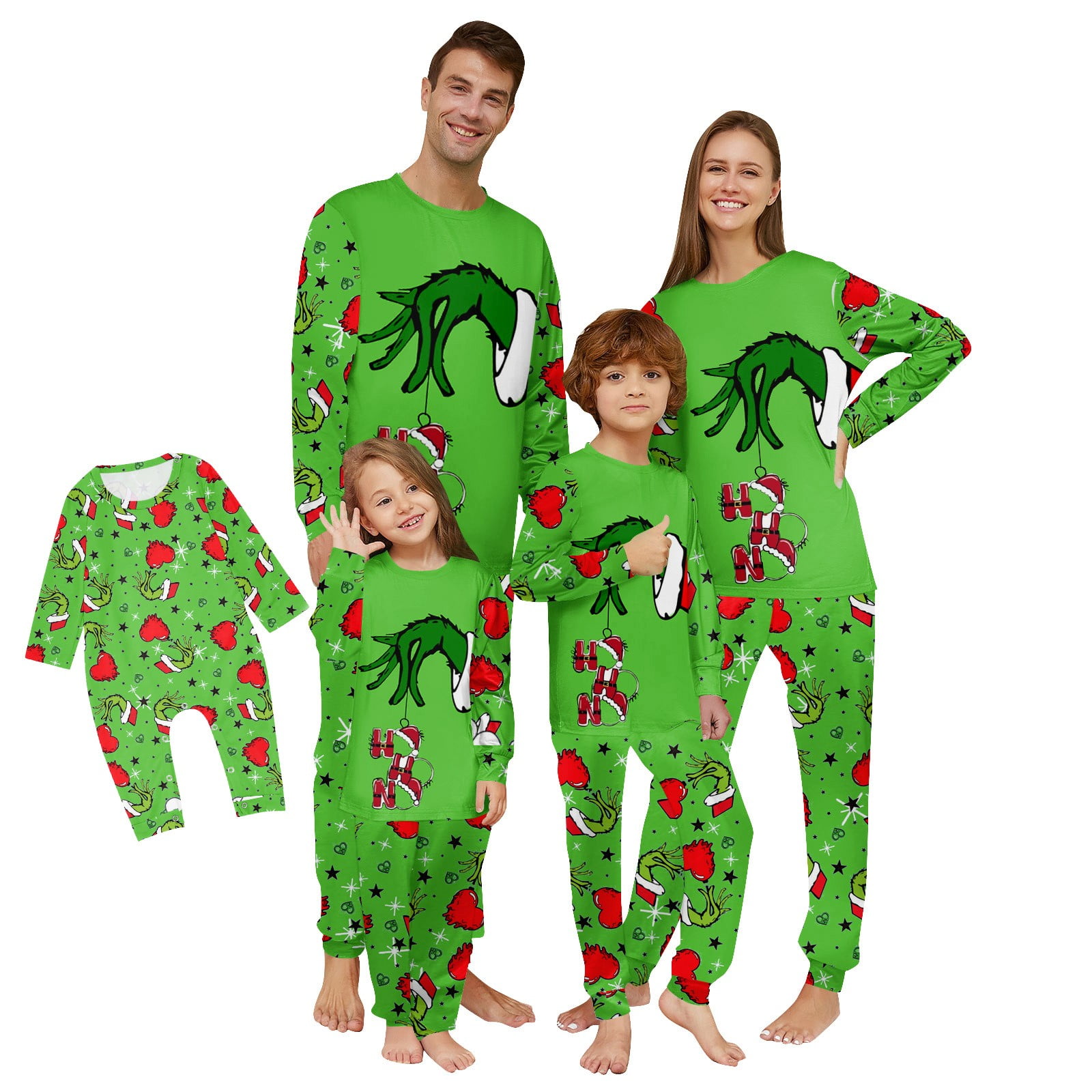 Christmas Family Matching Pajamas Green PJs Gift for Family Baby Kids ...