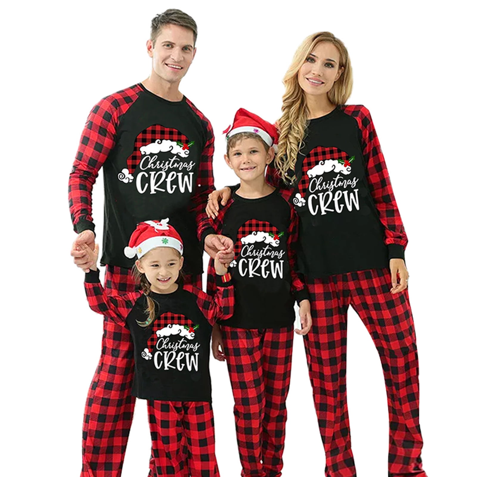 Christmas Family Matching Pajamas, Long-Sleeved Santa Hat Print Round ...