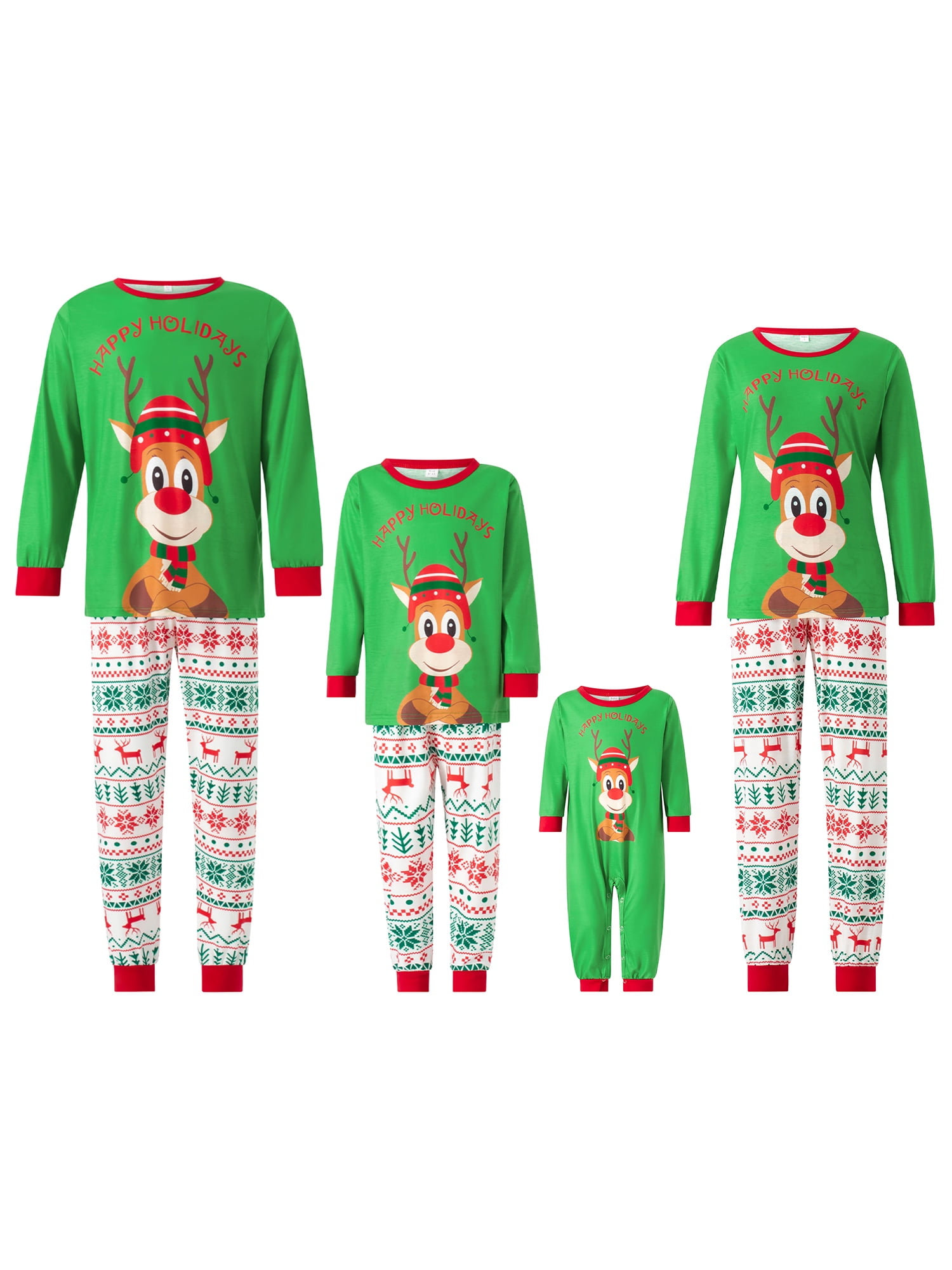 Christmas Family Matching Pajamas Set, Long Sleeve Cartoon Elk Tops ...