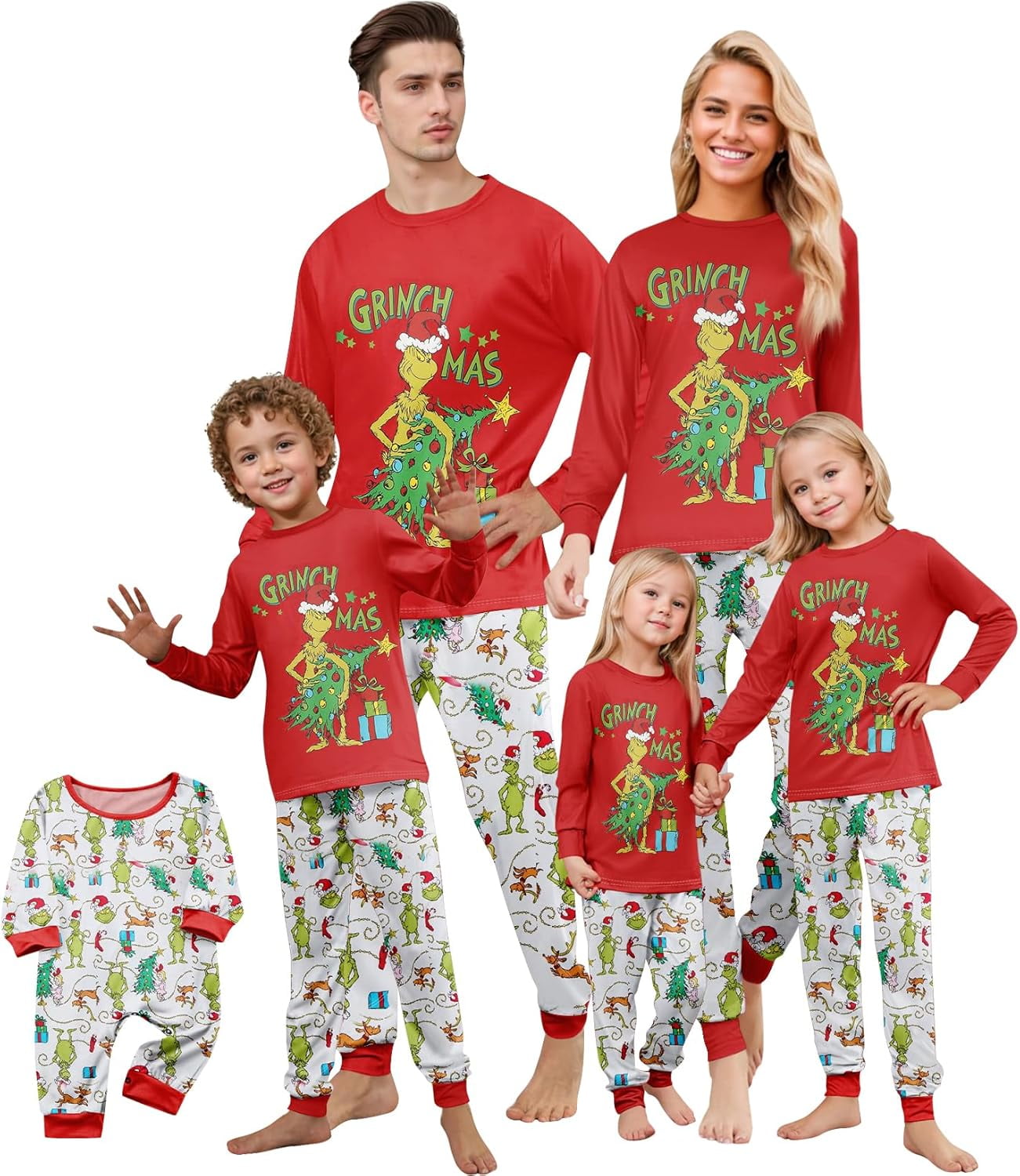 Christmas Family Matching Pajamas Sets Christmas PJ's Cute Print Top ...
