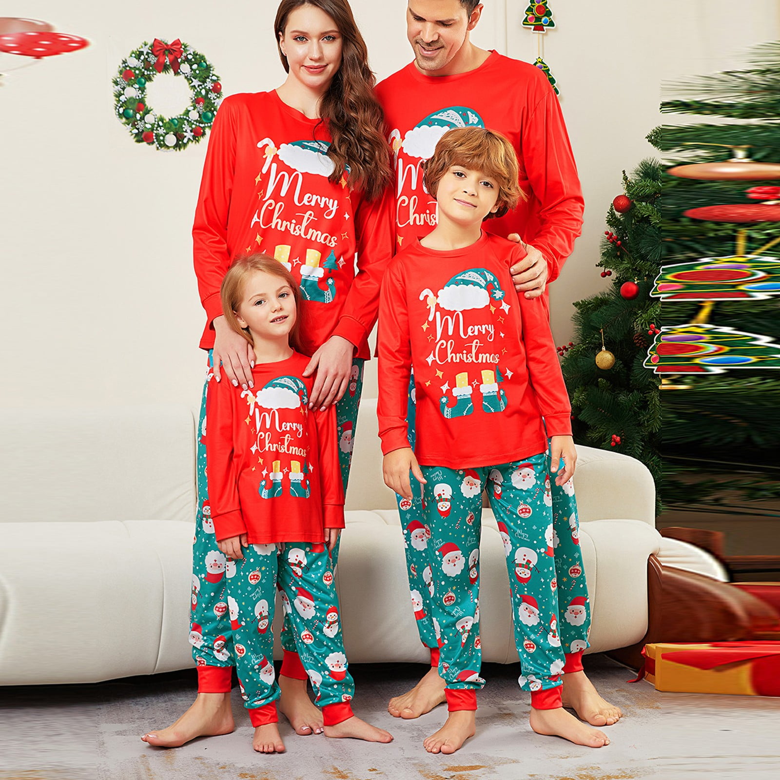 Christmas Family Matching Pajamas Sets, Warm & Loose & Skin-friendly ...