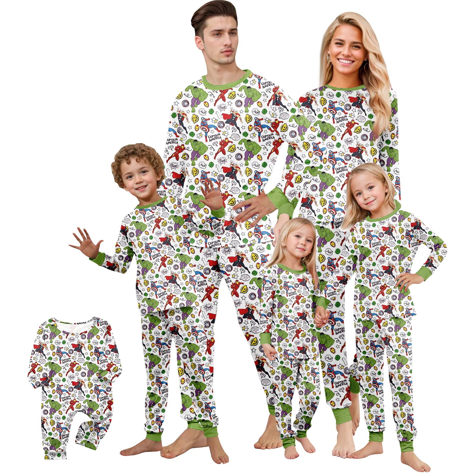 Christmas Family Pajamas Matching Set, Sp-ider Man Print Long Sleeve ...