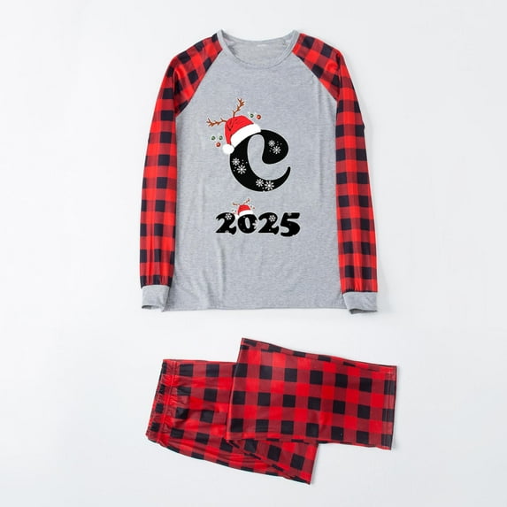 Christmas Family Pajamas Matching Sets Funny Letter Printed Xmas ...