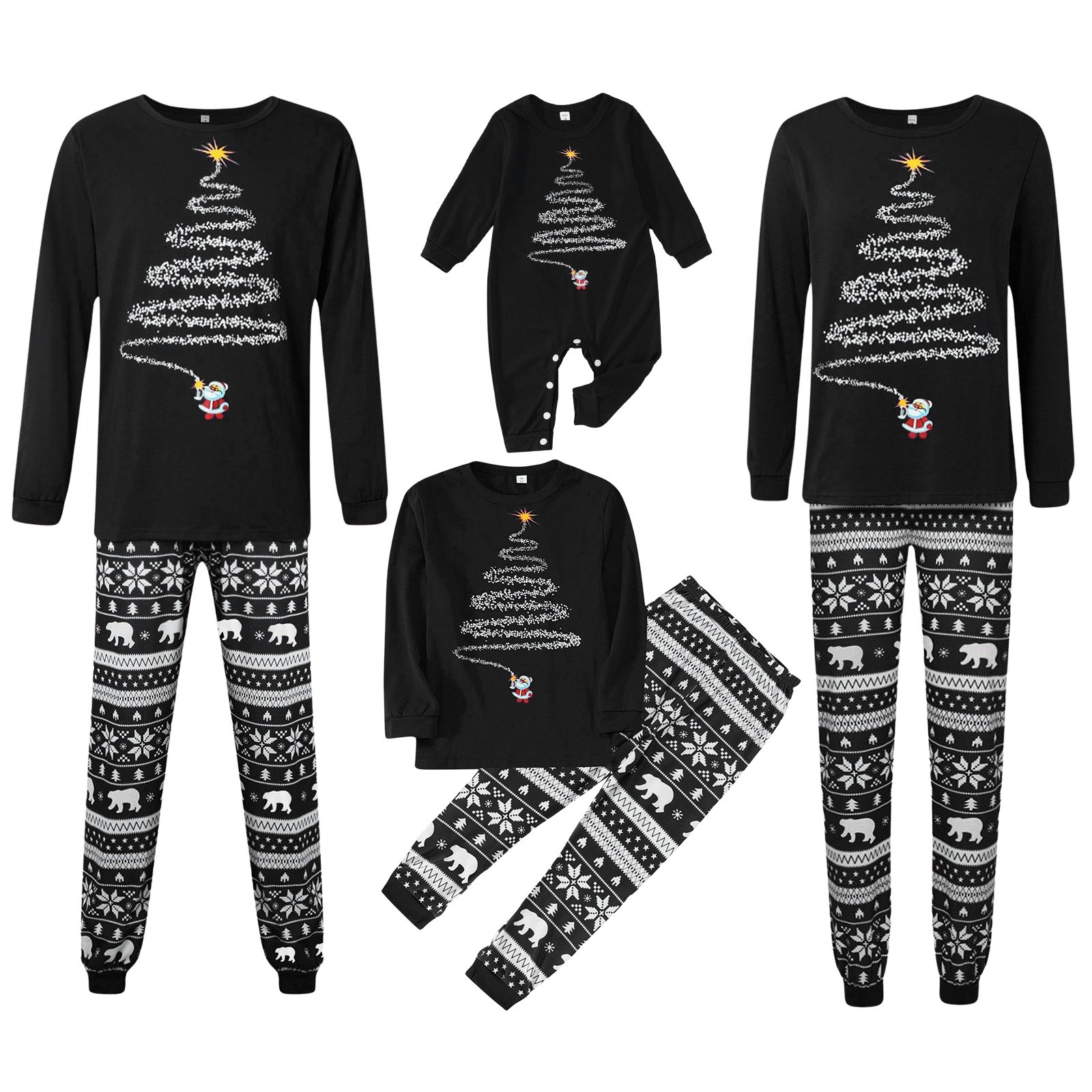 Christmas Family Pjs Cute Christmas Print Comfy Holiday Sleepwear Long ...