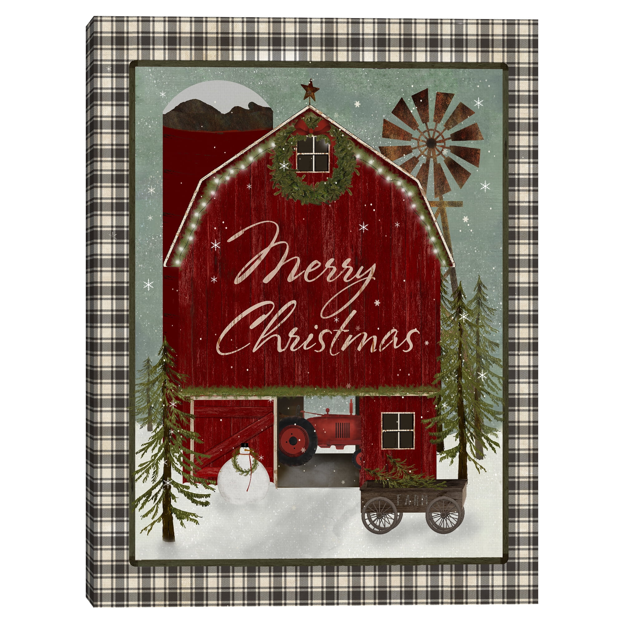 Christmas Farm Barn By Beth Albert Canvas Art Print - Walmart.com