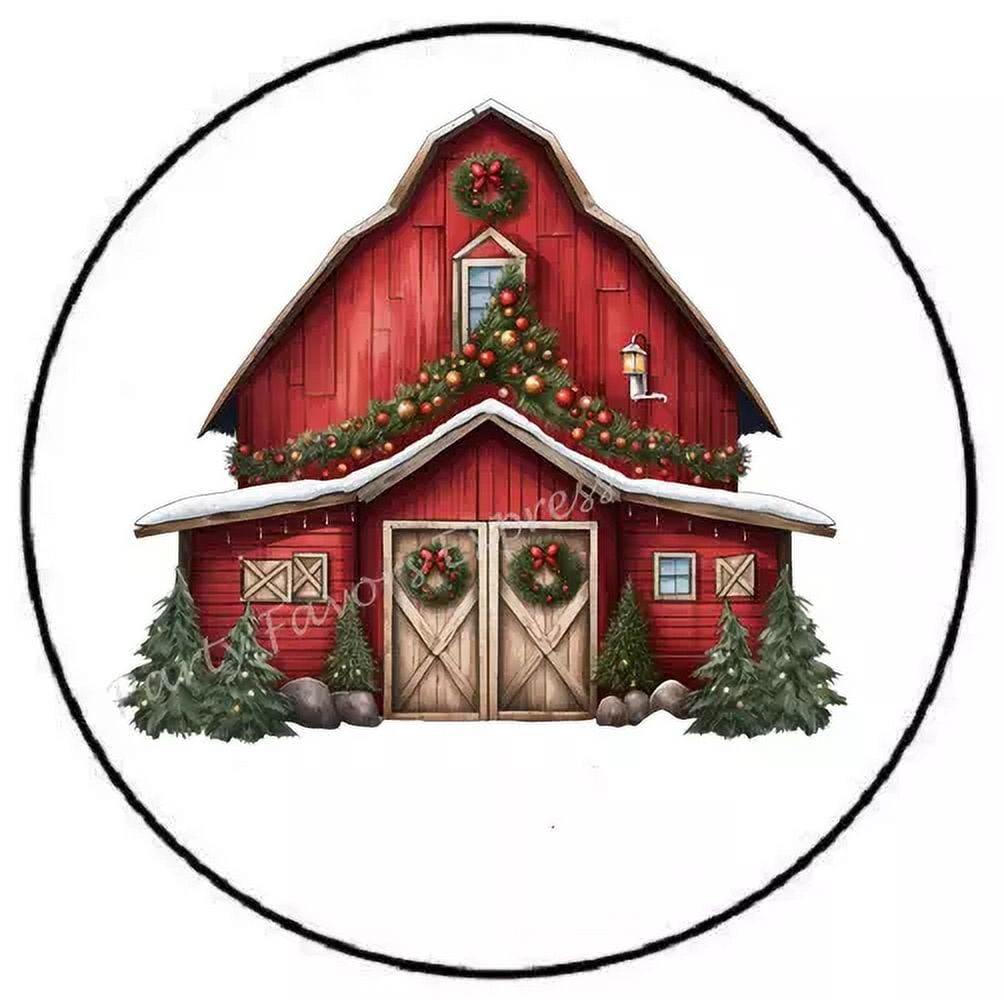 Christmas Farmhouse Barn Farm Stickers Party Favors Phone Decal Water ...
