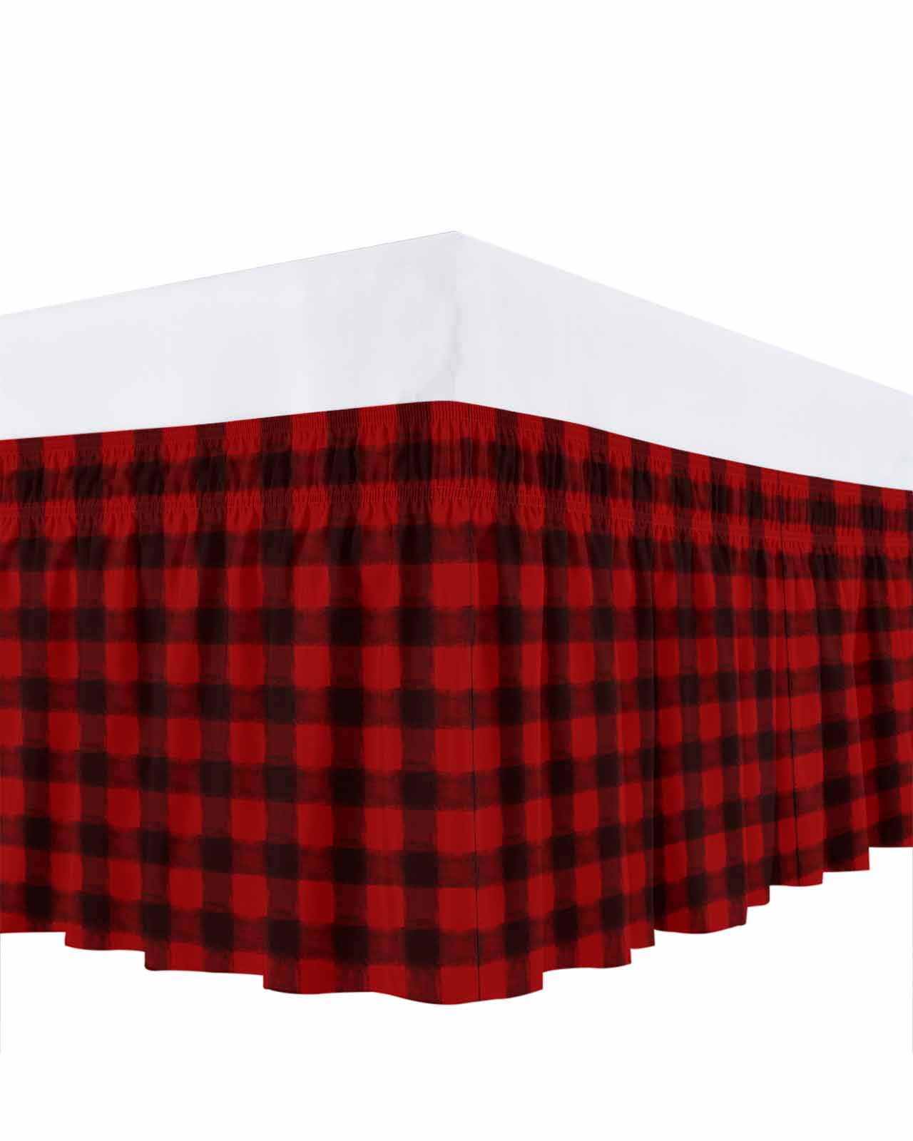 Christmas Farmhouse Bed Skirt King Size 18 Inch Drop, Classical Red ...