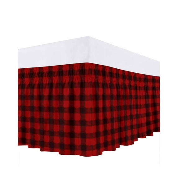 Christmas Farmhouse Bed Skirt King Size 18 Inch Drop, Classical Red ...